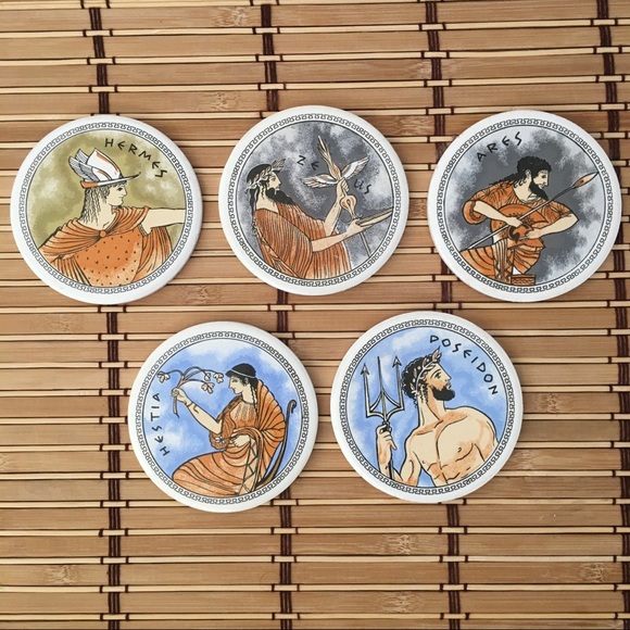 unbranded | Kitchen | Vintage Five Greek Art Pottery Round Drink ...